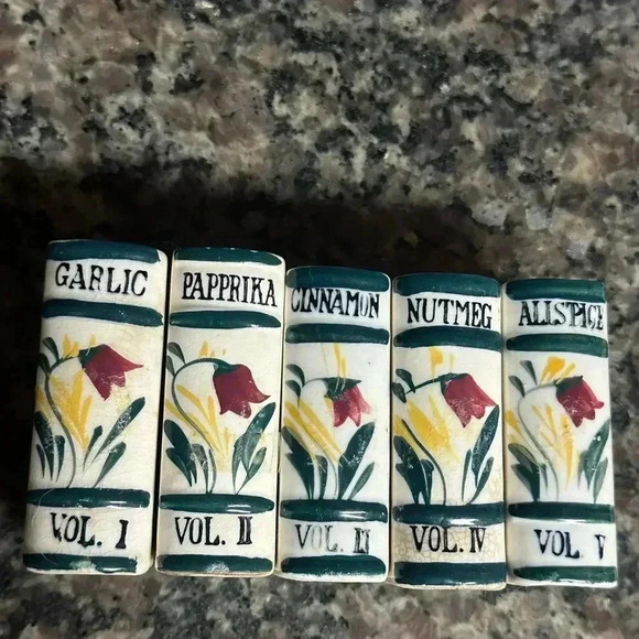 Vintage | Kitchen | Vintage Ceramic Book Shaped Spice Jars | Poshmark